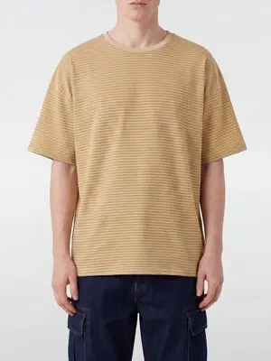 Howlin' Striped Relaxed Fit T-shirt In Cotton With Crew Neck - Yellow