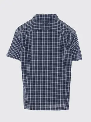 DUNST Check Pattern Cotton-blend Shirt With Patch Pocket And Dropped Shoulders - Blue