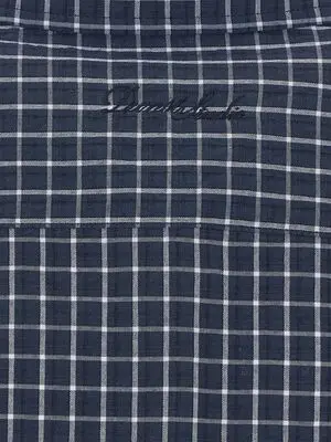 DUNST Check Pattern Cotton-blend Shirt With Patch Pocket And Dropped Shoulders - Blue