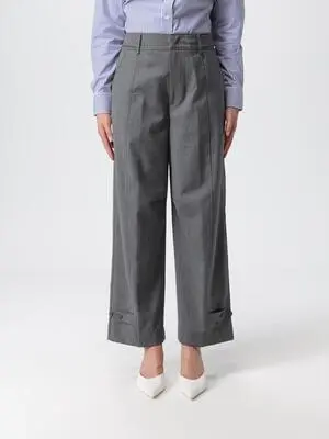 DONDUP Tailored Wide Leg Trousers With Button Detail Cuffs