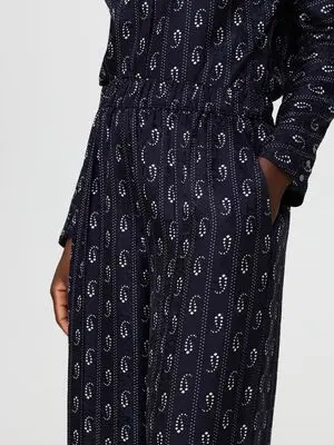 Tory Burch Wide Leg Paisley Print Trousers