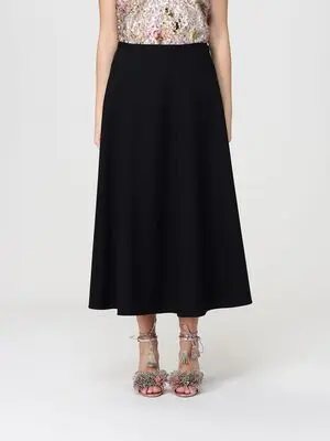 Alberta Ferretti Wool Blend Midi Skirt - Black