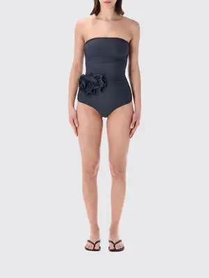 Magda Butrym Off-the-shoulder One-piece Swimsuit With Flower Appliqu - Grey