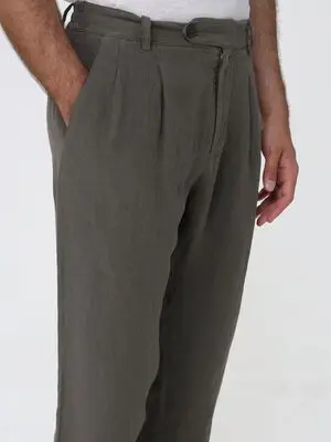 MC2 SAINT BARTH Linen Chino Trousers With Off-center Closure - Green