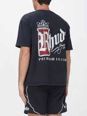 Rhude Cotton T-shirt With Front Graphic Print And Contrast Logo
