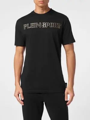 PLEIN SPORT Cotton Jersey T-shirt With Laminated Back Logo