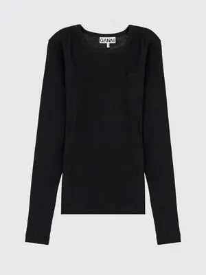 GANNI Cotton Crew Neck Long Sleeve T-shirt