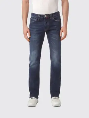 BILLIONAIRE Skinny Fit Cotton Denim Jeans With Embroidered Rear Logo - Turquoise