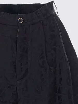 UMA WANG High-waisted Wide Leg Pants In Linen And Silk - Black
