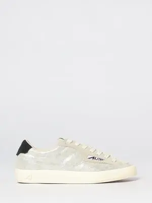 AUTRY Autry Suede And Metallic Leather Lace-Up Sneakers Silver