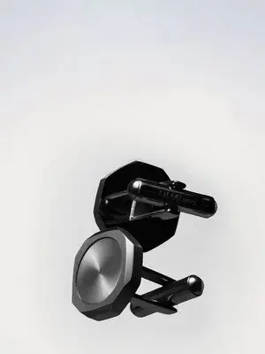 D1 MILANO Chrome-plated Steel Cufflinks With Rounded Shape And Engraved Logo