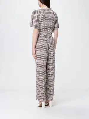 Max Mara Viscose Jumpsuit With Abstract Geometric Print And Belted Waist