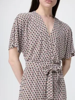 Max Mara Viscose Jumpsuit With Abstract Geometric Print And Belted Waist