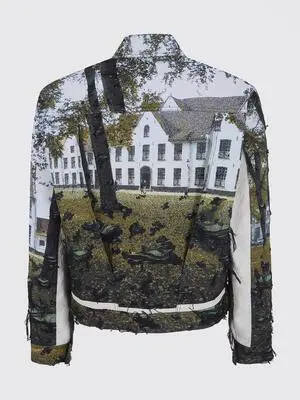 Junya Watanabe Graphic Print Cotton Blend Shirt Jacket With Flap Pockets