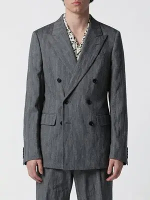 Dries Van Noten Cotton And Lurex Linen Double-breasted Blazer - Black