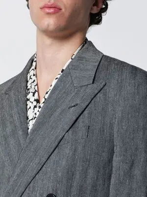 Dries Van Noten Cotton And Lurex Linen Double-breasted Blazer