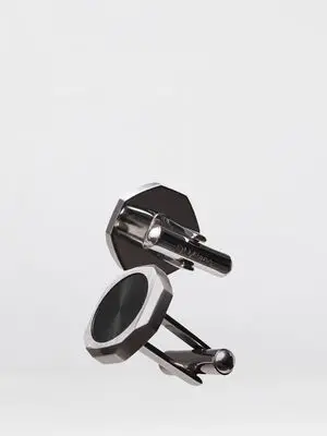 D1 MILANO Two-tone Steel Cufflinks With Rounded Shape And Engraved Logo