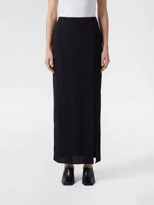 Filippa K Long Pencil Skirt In Viscose Blend With Side Slit - Black