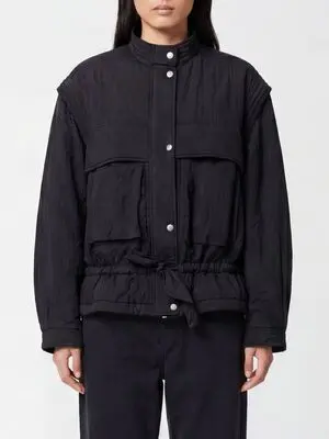 Isabel Marant Étoile Blandina Cotton-blend Bomber Jacket With High Neck And Drawstring - Black