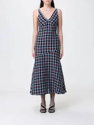 NAMACHEKO Checked Linen Midi Dress