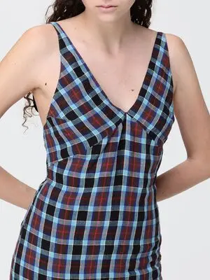 NAMACHEKO Checked Linen Midi Dress