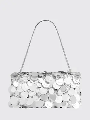 Rabanne Sparkle Baguette Shoulder Bag With Sequins And Metallic Mesh Handle - Silver