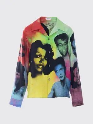 Versace Graphic Print Silk Shirt With A Cuban Collar