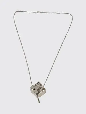 Rabanne Chrome-plated Brass Choker Necklace With Sliding Pendant And Logo - Silver