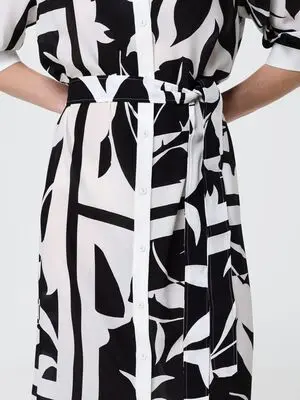 Max Mara Floral Print Silk Blend Midi Shirt Dress - Black
