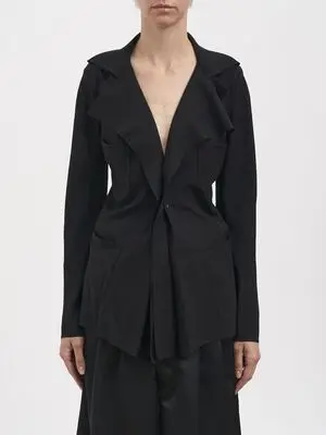 Junya Watanabe Single-breasted Crêpe Blazer With Ruffle Appliqu - Black