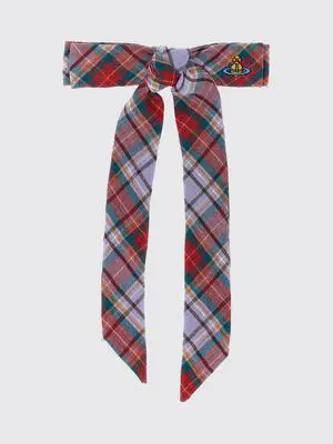 VIVIENNE WESTWOOD Tartan Linen Hair Clip With Bow And Orb Logo - Multicolor