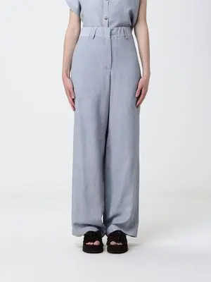 ALYSI Palazzo Trousers In Cotton Blend - Denim