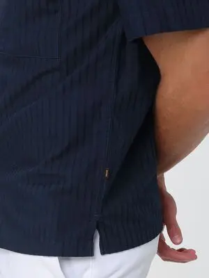 BOSS Slim Fit Short-sleeved Cotton Bowling Shirt With Cuban Collar