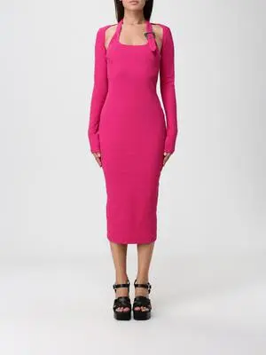 Versace Ribbed Halterneck Midi Dress - Pink