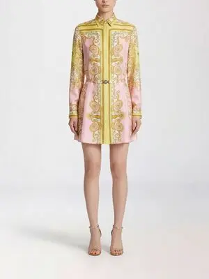 Versace Baroque Print Silk Chemisier Dress - Multicolor