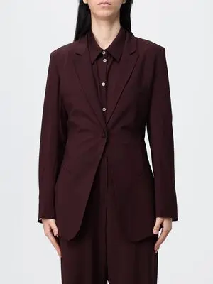ALYSI Single-breasted Blazer In Wool Canvas - Violet
