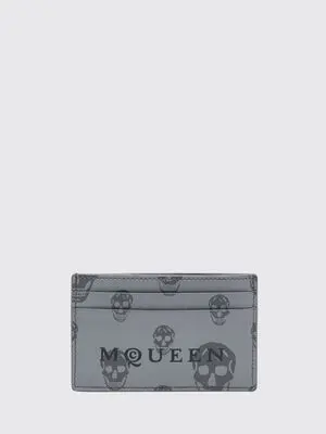 Alexander McQueen Skull Printed Leather Card Holder - Grey
