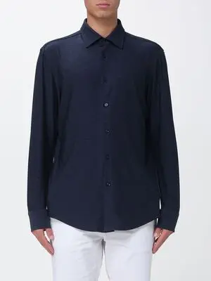 BOSS Slim Fit Long-sleeved Jersey Shirt With French Collar - Blue