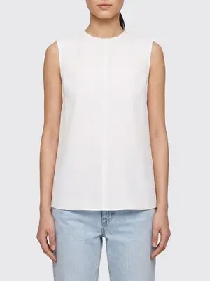 TOTEME Sleeveless Linen-blend Crewneck Top With Back Zip Closure - White