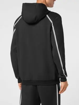 PLEIN SPORT Technical Jersey Zip-up Hooded Sweatshirt - Black