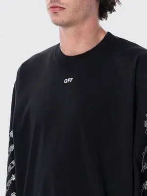 Off-White Long-sleeved Cotton T-shirt With Arrow And Diagonal Print