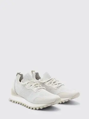 Eleventy Crochet Technical Fabric And Leather Sneakers