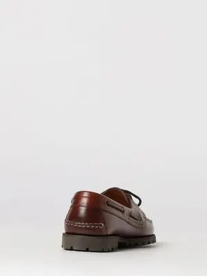 Paraboot Smooth Leather Boat Shoes With Perimeter Lacing And Serrated Sole