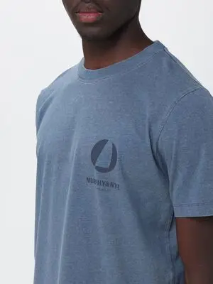 MURPHY&NYE Crew-neck Cotton T-shirt With Contrast Back Logo - Blue