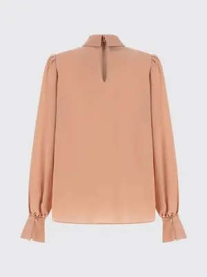 Valentino Garavani Pussy-bow Silk Shirt With Floral Appliqu