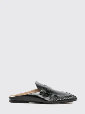 ALYSI Ruched Leather Mules - Black