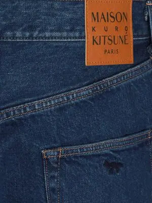 Maison Kitsuné Mid-rise Straight Jeans In Cotton Denim