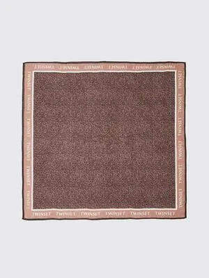 TWINSET Animal Print Viscose Square Scarf With Jacquard Logo - Multicolor
