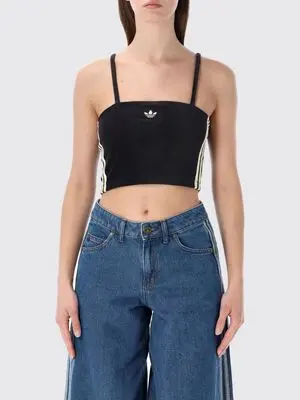 ADIDAS ORIGINALS Cropped Cotton Blend Top - Black