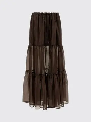 TWINSET A-line Tulle Midi Skirt With High Elasticated Waist And Drawstring